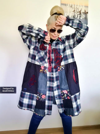 Plus Size Cotton Jacket Dress 2XL Maxi Fall Shirtdress for Women Boho ...