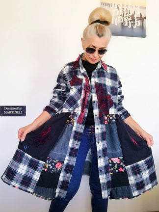 Plus Size Cotton Jacket Dress 2XL Maxi Fall Shirtdress for Women Boho ...
